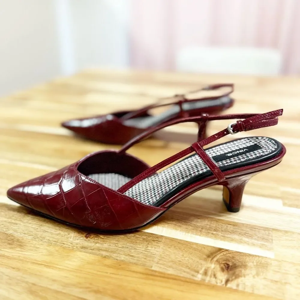 Vince | Shoes | Vince Levvy Slingback Pointed Toe Kitten Heel Pump In ...